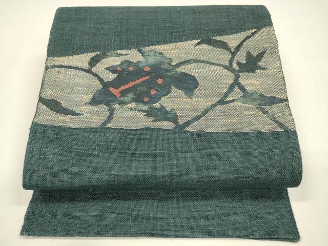 平和屋着物＊夏物　八寸名古屋帯　枝葉文　DAAY8119cm