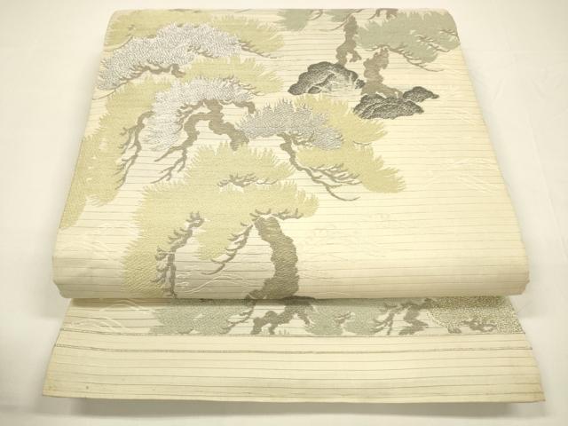 平和屋着物＊夏物　アンティーク　大正ロマン　丸帯　引き抜き帯　唐織　松文　金銀糸　正絹　逸品　DAAY8138cm