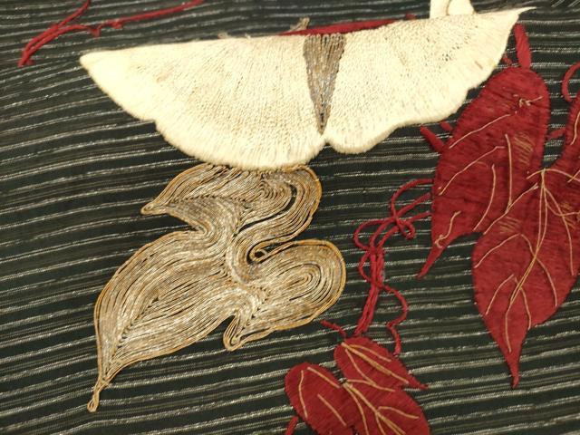 平和屋着物＊夏物 アンティーク 大正ロマン 九寸名古屋帯 駒刺繍 総刺繍