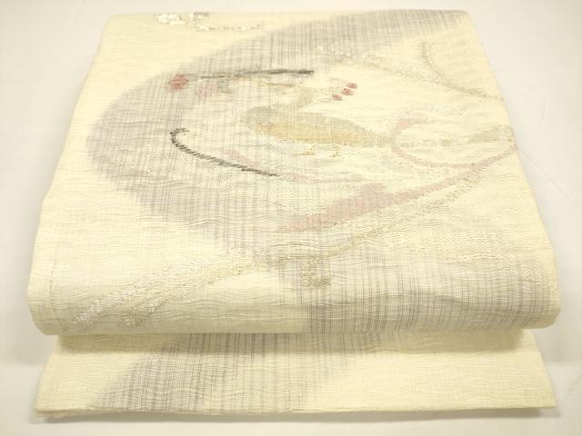 平和屋着物＊夏物　太鼓柄袋帯　流水花鳥文　金銀糸　正絹　逸品　DAAY8144cm