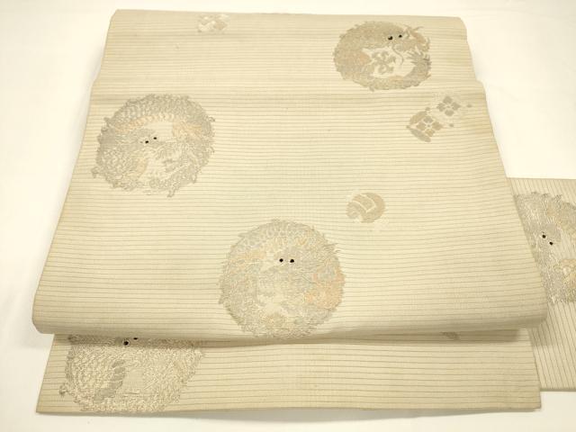 平和屋着物＊夏物　アンティーク　大正ロマン　九寸名古屋帯　唐織　宝尽くし龍文　正絹　逸品　DAAY8161cm