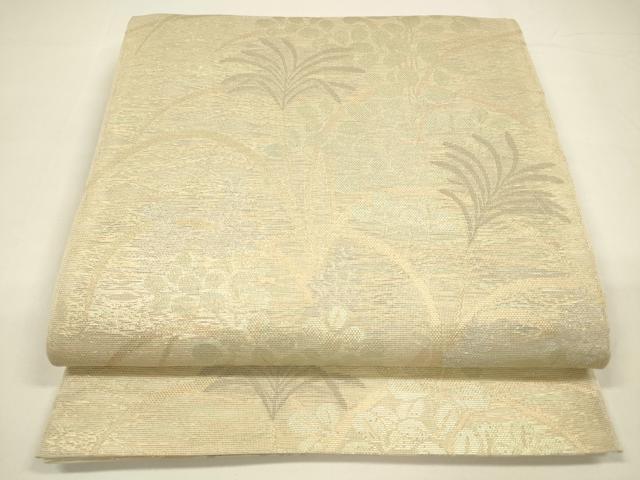 平和屋着物＊夏物　織物一筋名門　織悦　全通柄　本袋帯　草葉文　金銀糸　正絹　逸品　DAAY8162cm