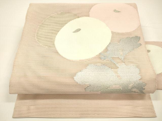 平和屋着物＊夏物　絽綴れ　八寸名古屋帯　枝花文　銀糸　正絹　逸品　DAAY8176cm