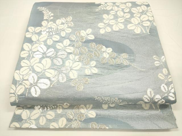 平和屋着物＊夏物　六通柄　本袋帯　流水草葉文　銀糸　正絹　逸品　DAAY8182cm