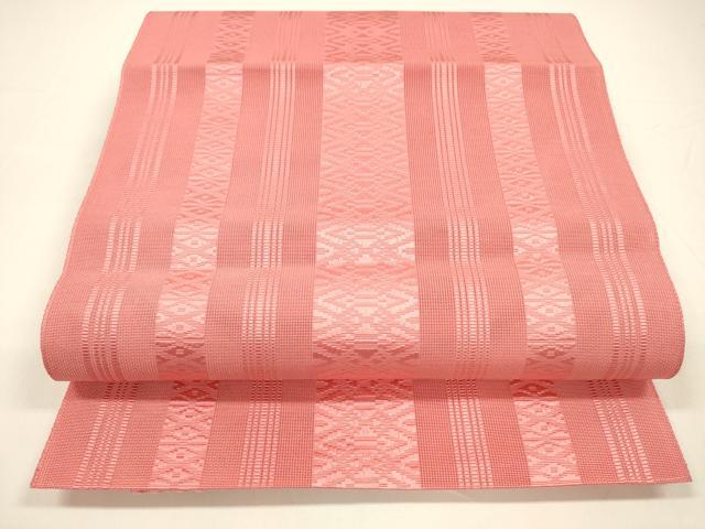 平和屋着物＊夏物　本場筑前博多織　八寸名古屋帯　紗献上　甚三紅色　正絹　逸品　DAAY8186cm