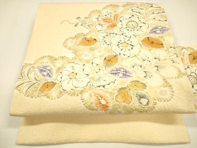 平和屋着物●九寸名古屋帯　作家物　手描き　辻が花　正絹　逸品　DAAY8216cm