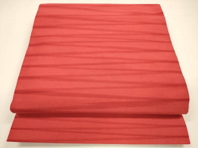 平和屋着物●爪掻き本綴れ　八寸名古屋帯　抽象文様　深緋色　正絹　逸品　DAAY8242cm