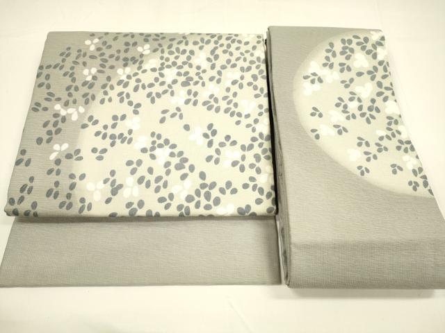 平和屋着物▽つけ帯　スリーシーズン　春夏秋　草葉文　正絹　逸品　DAAY8266cm