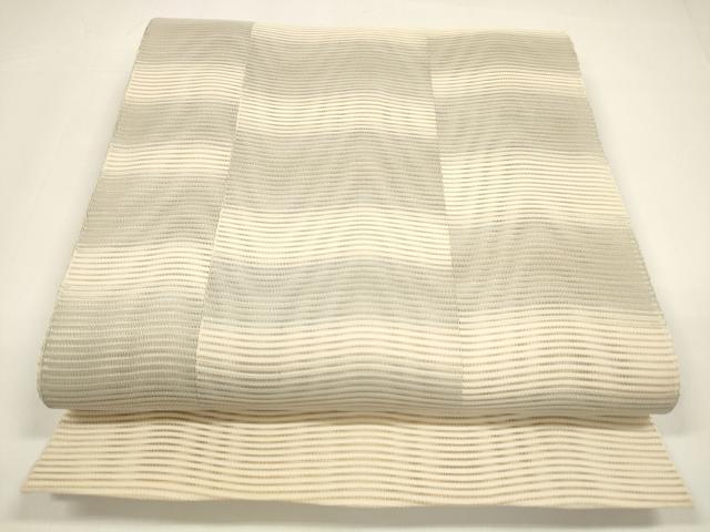 平和屋着物＊夏物　八寸名古屋帯　絽綴れ　よろけ縞　正絹　逸品　DAAY8283cm