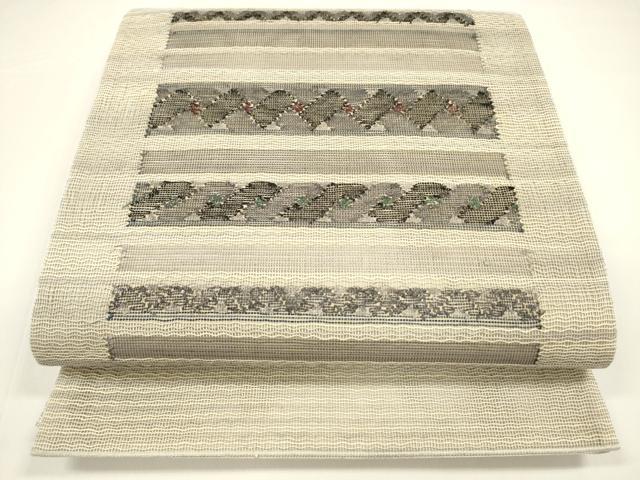 平和屋着物＊夏物　太鼓柄袋帯　横段文　正絹　逸品　DAAY8284cm