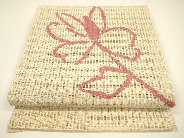 平和屋着物＊夏物　八寸名古屋帯　草花文　正絹　逸品　DAAY8289cm