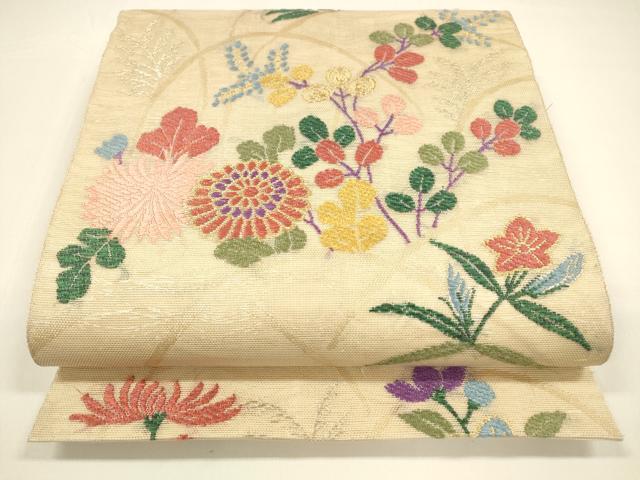 平和屋着物＊夏物　六通柄袋帯　唐織　草花文　金銀糸　正絹　逸品　DAAY8293cm