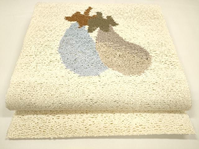 平和屋着物＊夏物　八寸名古屋帯　茄子　成り物　正絹　逸品　DAAY8298cm