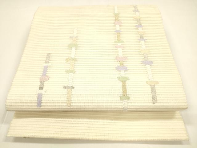 平和屋着物＊夏物　八寸名古屋帯　絽綴れ　抽象文様　金銀糸　正絹　逸品　DAAY8302cm