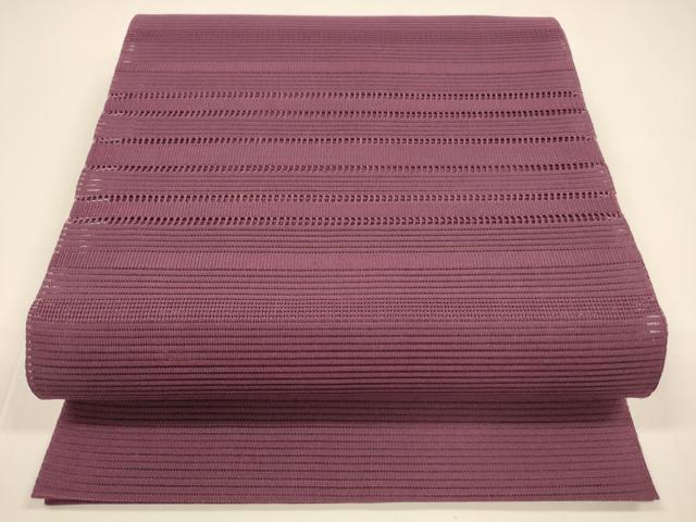 平和屋着物＊夏物　八寸名古屋帯　絽綴れ　横段文　暗紅色　正絹　逸品　DAAY8313cm