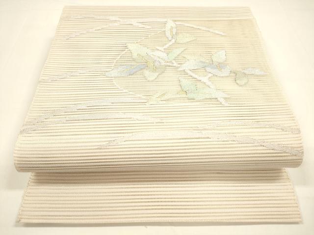 平和屋着物＊夏物　八寸名古屋帯　絽綴れ　枝葉文　金銀糸　正絹　逸品　DAAY8317cm