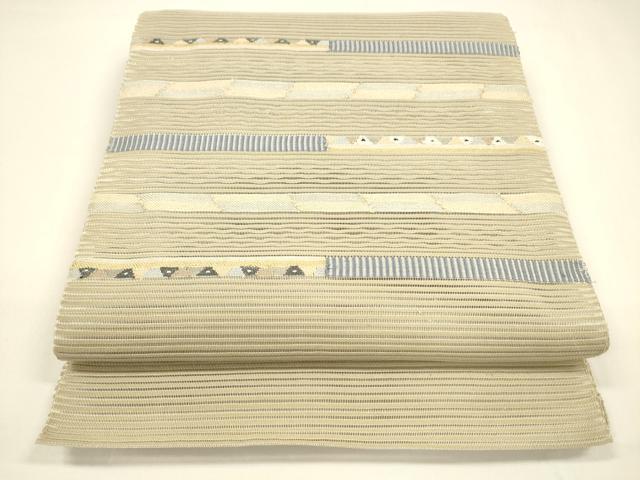 平和屋着物＊夏物　八寸名古屋帯　絽綴れ　横段文　金銀糸　正絹　逸品　DAAY8321cm