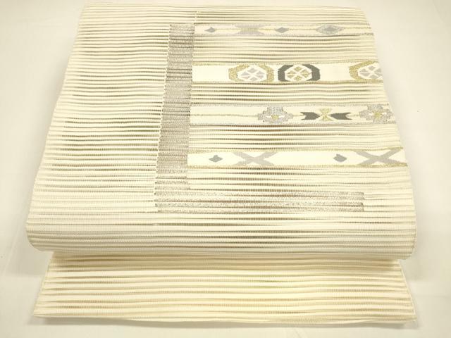 平和屋着物＊夏物　八寸名古屋帯　絽綴れ　抽象文様　金銀糸　正絹　逸品　DAAY8326cm