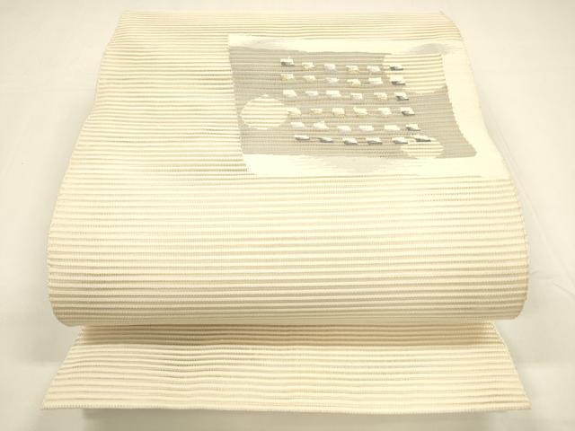 平和屋着物＊夏物　八寸名古屋帯　絽綴れ　抽象文様　金糸　正絹　逸品　DAAY8328cm