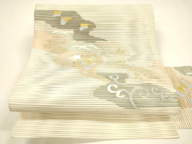 平和屋着物＊夏物　八寸名古屋帯　絽綴れ　抽象芝文　金銀糸　正絹　逸品　DAAY8329cm