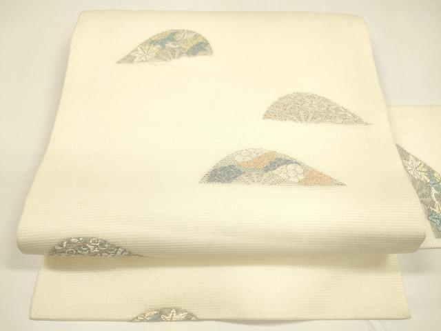 平和屋着物＊夏物　九寸名古屋帯　唐織　草花文　銀糸　正絹　逸品　DAAY8331cm