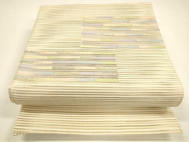 平和屋着物＊夏物　八寸名古屋帯　絽綴れ　横段文　金銀糸　正絹　逸品　DAAY8338cm