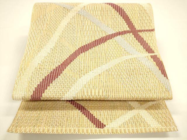 平和屋着物＊夏物　九寸名古屋帯　草葉文　正絹　逸品　DAAY8340cm