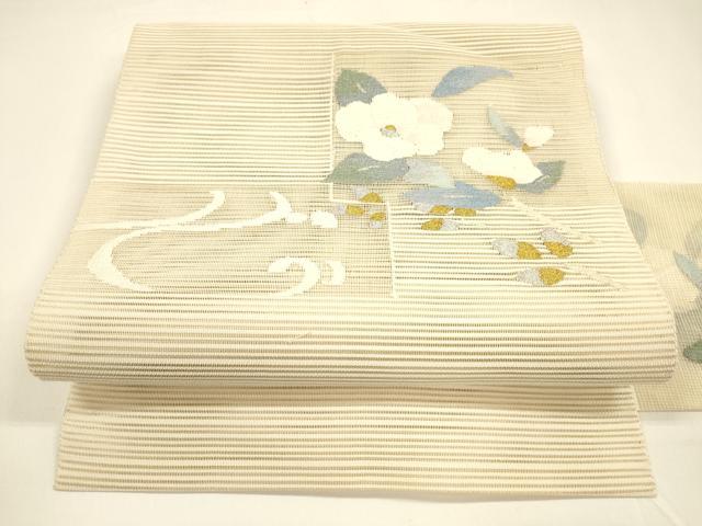 平和屋着物＊夏物　八寸名古屋帯　絽綴れ　流水枝花文　金銀糸　正絹　逸品　DAAY8346cm