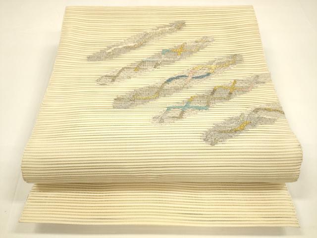 平和屋着物＊夏物　八寸名古屋帯　絽綴れ　抽象文様　金銀糸　正絹　逸品　DAAY8349cm