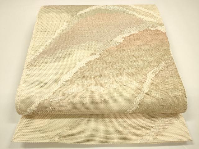 平和屋着物＊夏物　太鼓柄袋帯　遠山文　銀糸　正絹　逸品　DAAY8355cm