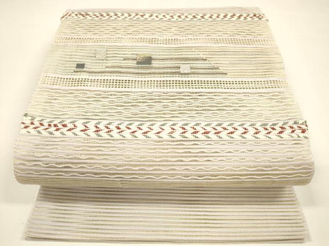平和屋着物＊夏物　八寸名古屋帯　絽綴れ　抽象文様　金銀糸　正絹　逸品　DAAY8364cm