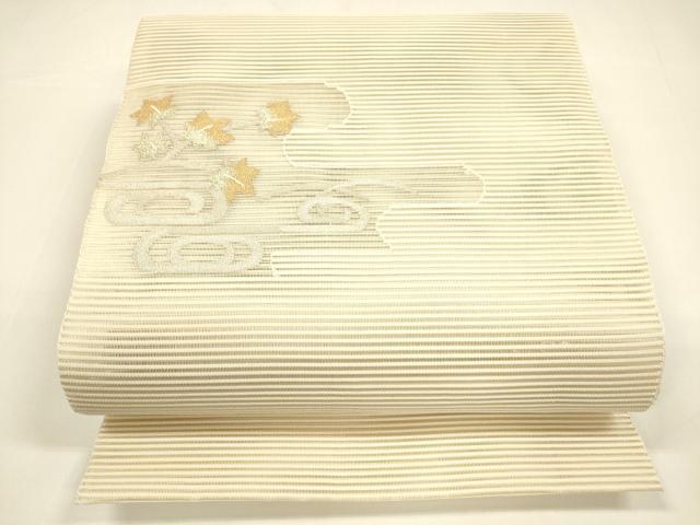 平和屋着物＊夏物　八寸名古屋帯　絽綴れ　流水枝葉文　金銀糸　正絹　逸品　DAAY8366cm