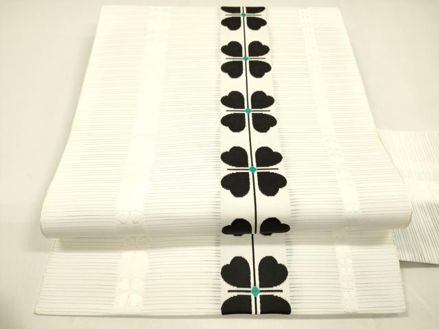 平和屋着物＊夏物　八寸名古屋帯　四葉間道　DAAY8385cm