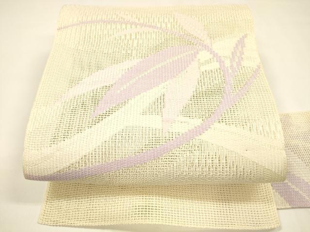平和屋着物＊夏物　八寸名古屋帯　枝葉文　正絹　逸品　DAAY8388cm