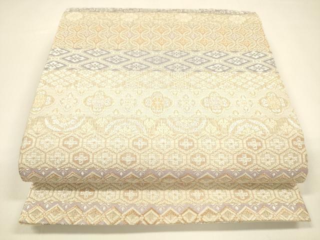 平和屋着物＊夏物　両面　六通柄袋帯　吉祥花文　葡萄蔦の葉　銀糸　正絹　逸品　DAAY8389cm