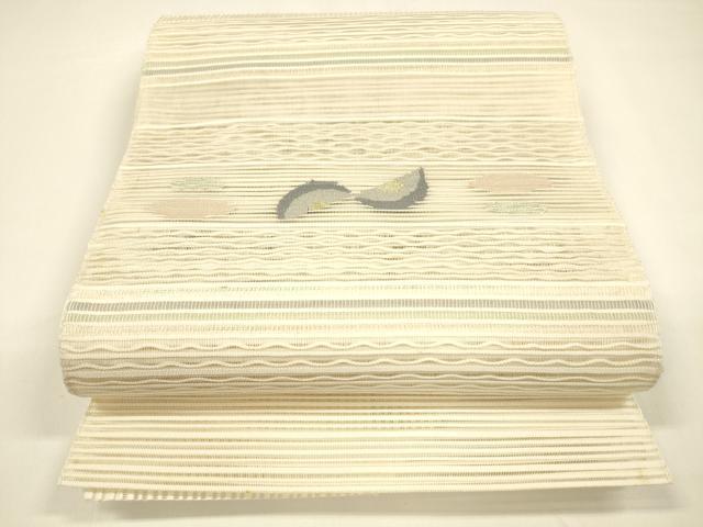 平和屋着物＊夏物　八寸名古屋帯　絽綴れ　抽象文様　金糸　正絹　逸品　DAAY8393cm