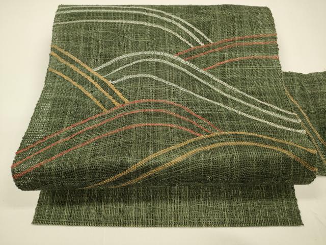 平和屋着物＊夏物　八寸名古屋帯　流水文　金糸　正絹　逸品　DAAY8395cm