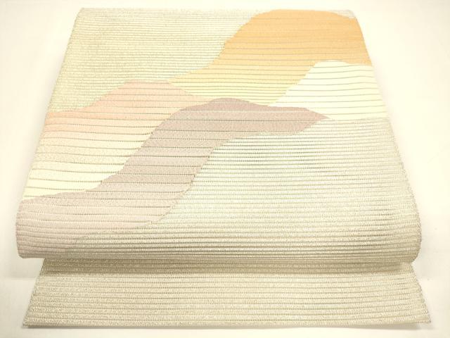 平和屋着物＊夏物　絽綴れ　八寸名古屋帯　抽象文様　銀糸　正絹　逸品　DAAY8407cm