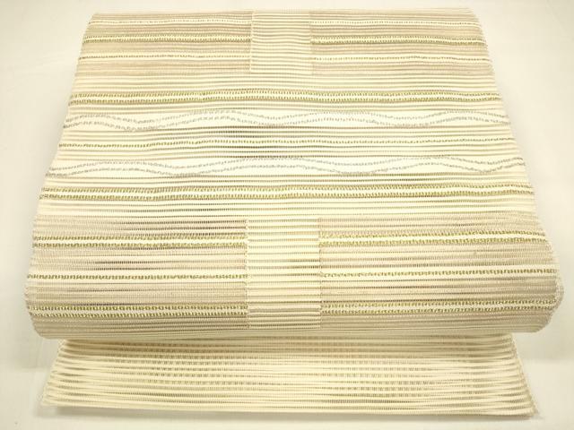 平和屋着物＊夏物　絽綴れ　八寸名古屋帯　横段文　金銀糸　正絹　逸品　DAAY8426cm