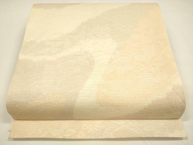 平和屋着物＊夏物　六通柄袋帯　草花文　銀糸　正絹　逸品　DAAY8427cm