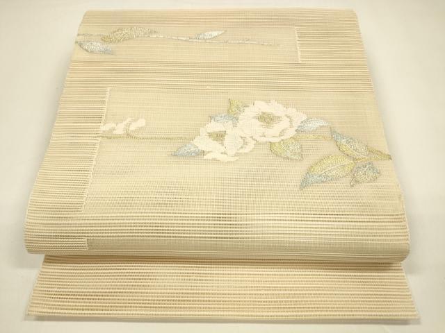 平和屋着物＊夏物　絽綴れ　八寸名古屋帯　枝花文　金銀糸　正絹　逸品　DAAY8440cm