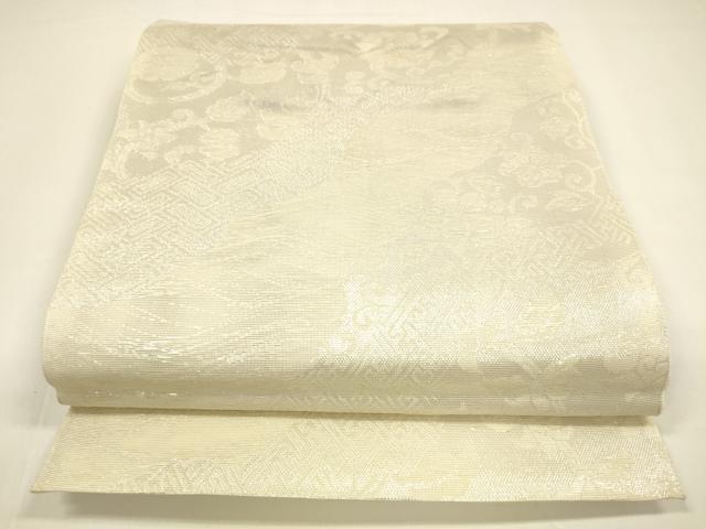 平和屋着物＊夏物　六通柄　本袋帯　花唐草文　銀糸　正絹　逸品　DAAY8484cm