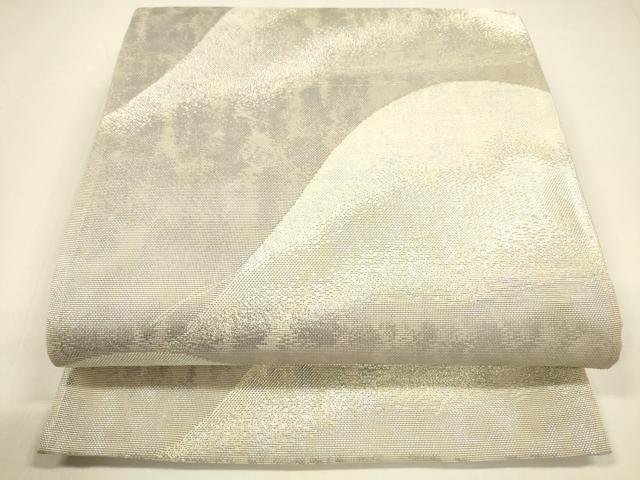 平和屋着物＊夏物　六通柄袋帯　遠山文　銀糸　正絹　逸品　DAAY8485cm