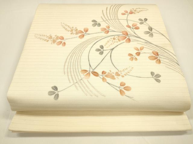 平和屋着物＊夏物　九寸開き名古屋帯　枝葉文　銀彩　DAAY8502cm