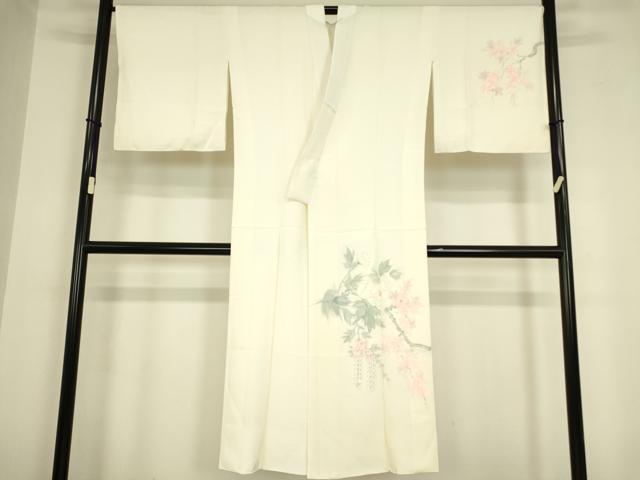 平和屋着物●長襦袢　袷　枝花文　手描き　正絹　逸品　DAAY9241az