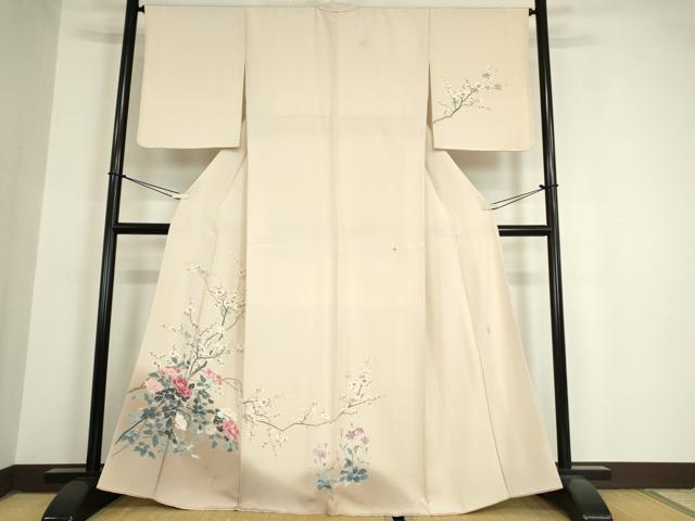 平和屋着物●訪問着　友禅　作家物　枝梅牡丹文　暈し染め　正絹　逸品　DAAY9381az