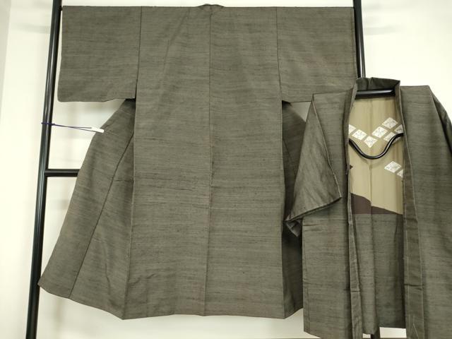 平和屋着物●男性　紬　アンサンブル　霞文　正絹　逸品　DAAY9545az