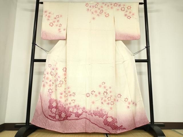 平和屋着物●訪問着　総絞り　楓文　正絹　逸品　DAAY9626az