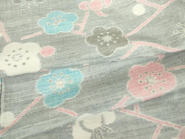 平和屋着物●上質な紬　枝梅文　正絹　逸品　DAAY9658az