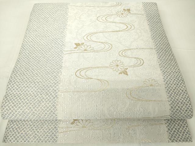 平和屋着物●六通柄袋帯　唐織　流水花文　金糸　正絹　逸品　DAAY9697az